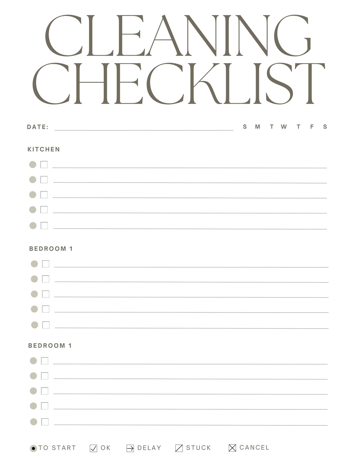 3 Kinds of Checklist, Printable, Cleaning Checklist, Minimalist ...