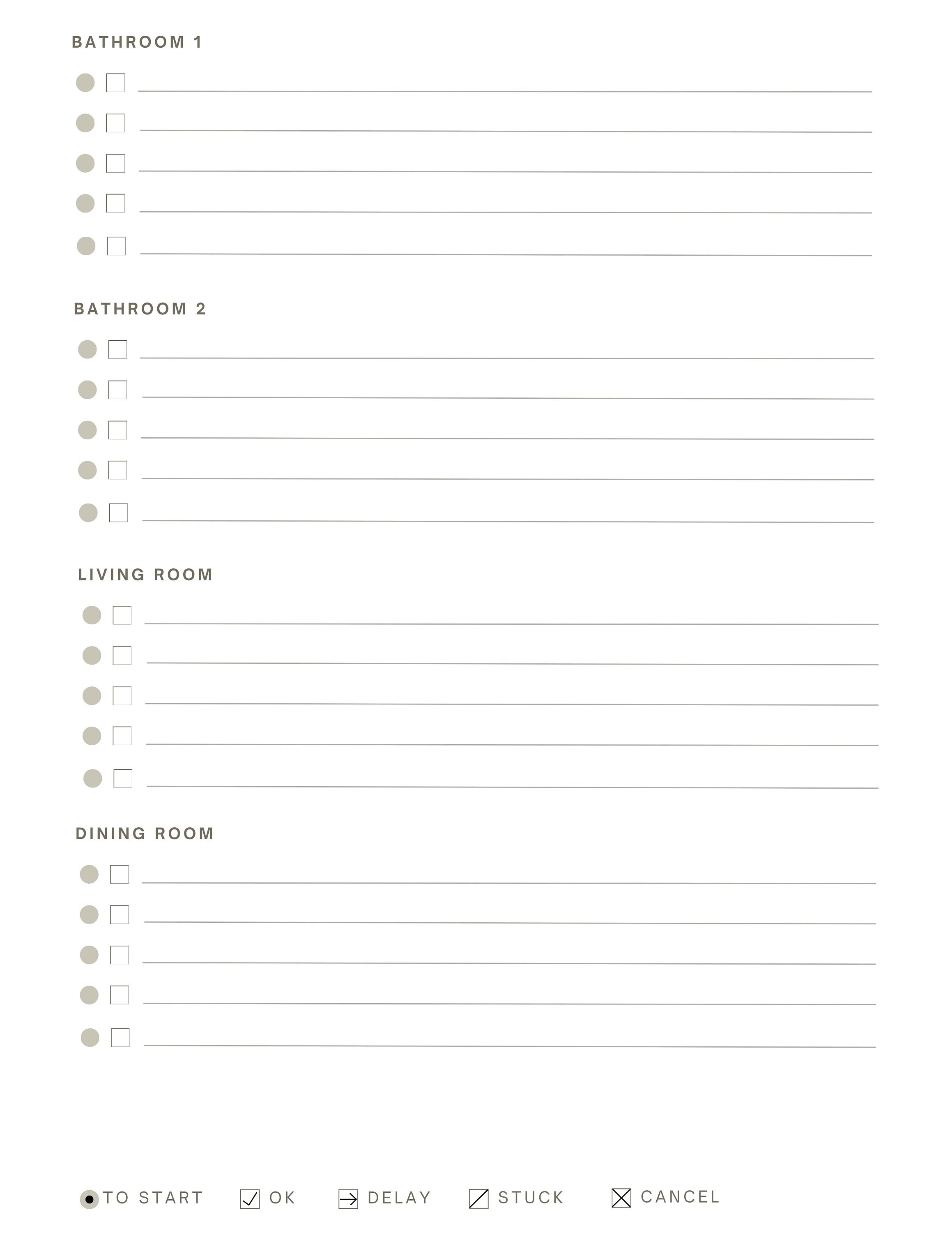 3 Kinds of Checklist, Printable, Cleaning Checklist, Minimalist ...