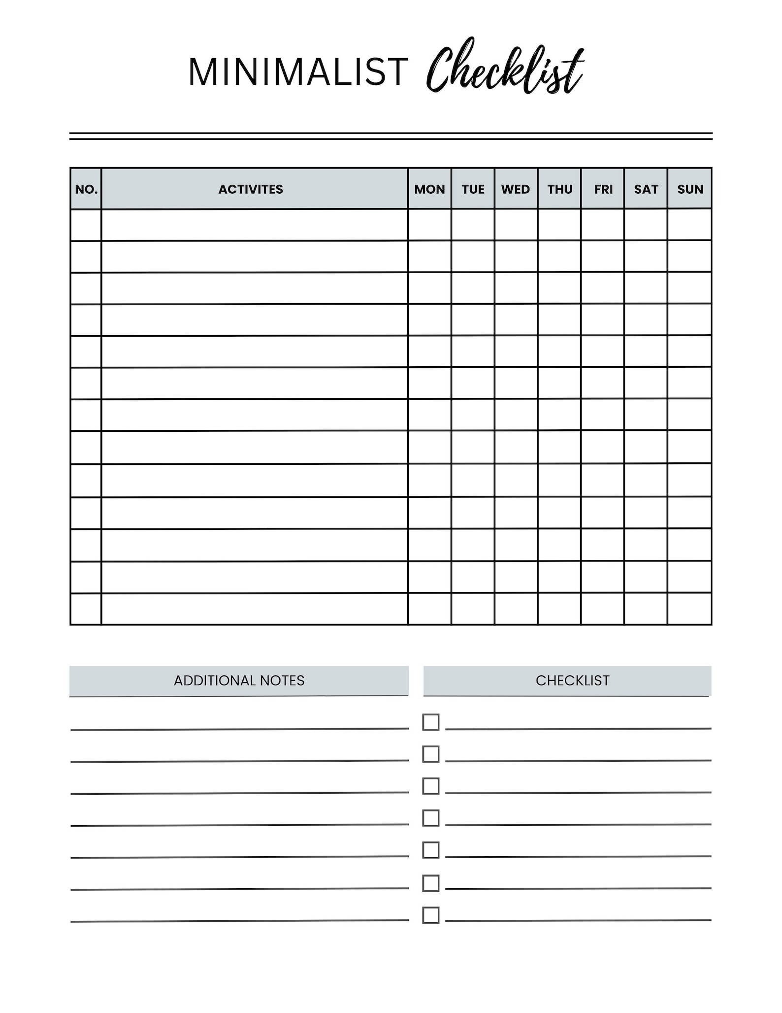 3 Kinds of Checklist, Printable, Cleaning Checklist, Minimalist ...