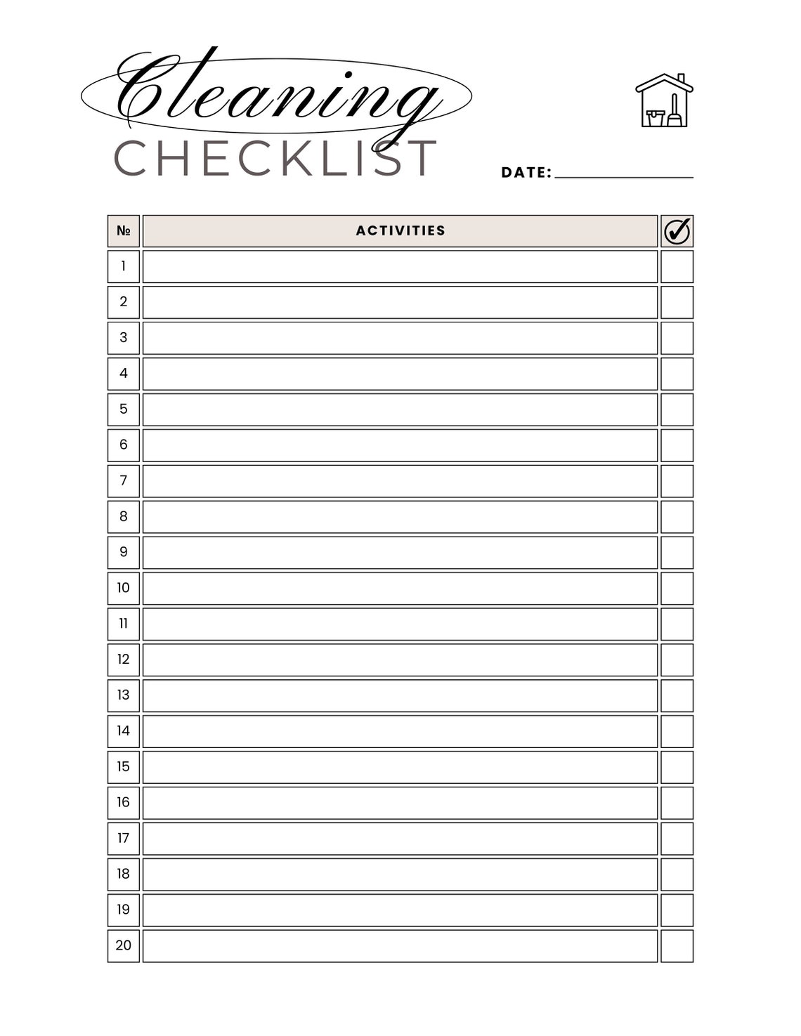 3 Kinds of Checklist, Printable, Cleaning Checklist, Minimalist ...