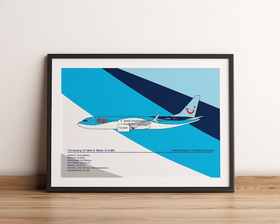 TUI Boeing 737-8 MAX G-TUML A3 Wall Poster landscape Matte - Etsy New ...