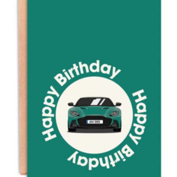 Aston Martin Birthday Card - Etsy