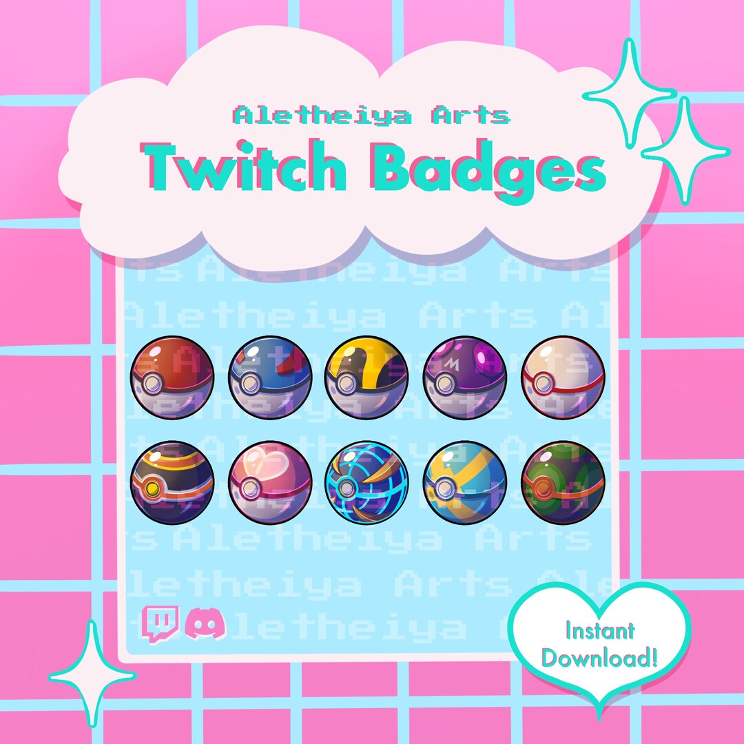 Pokemon Twitch Subscriber Badges / Pokeball Icon Set / Transparent for ...