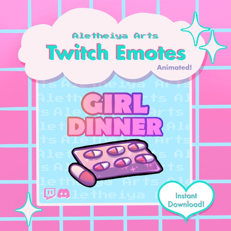 Girl Dinner Animated Twitch Emote / Funny Pills Icon / Transparent PNG ...