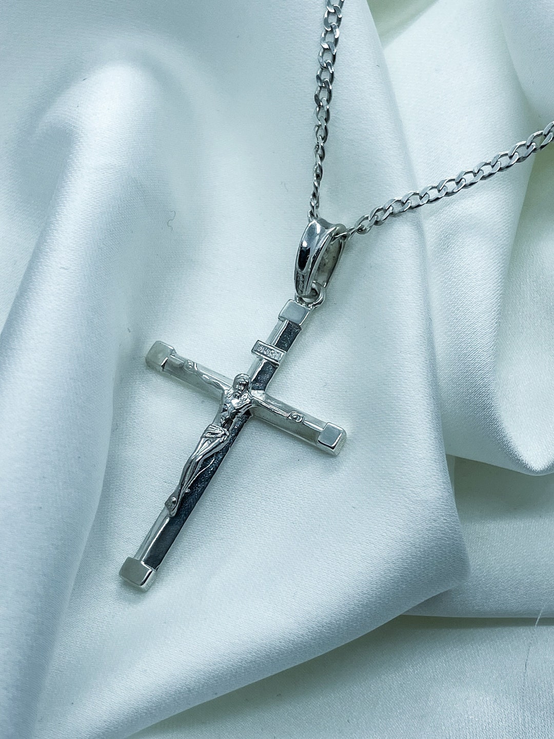 Jesus Christ Silver Cross Pendant for Necklace - Exquisite Design - Etsy