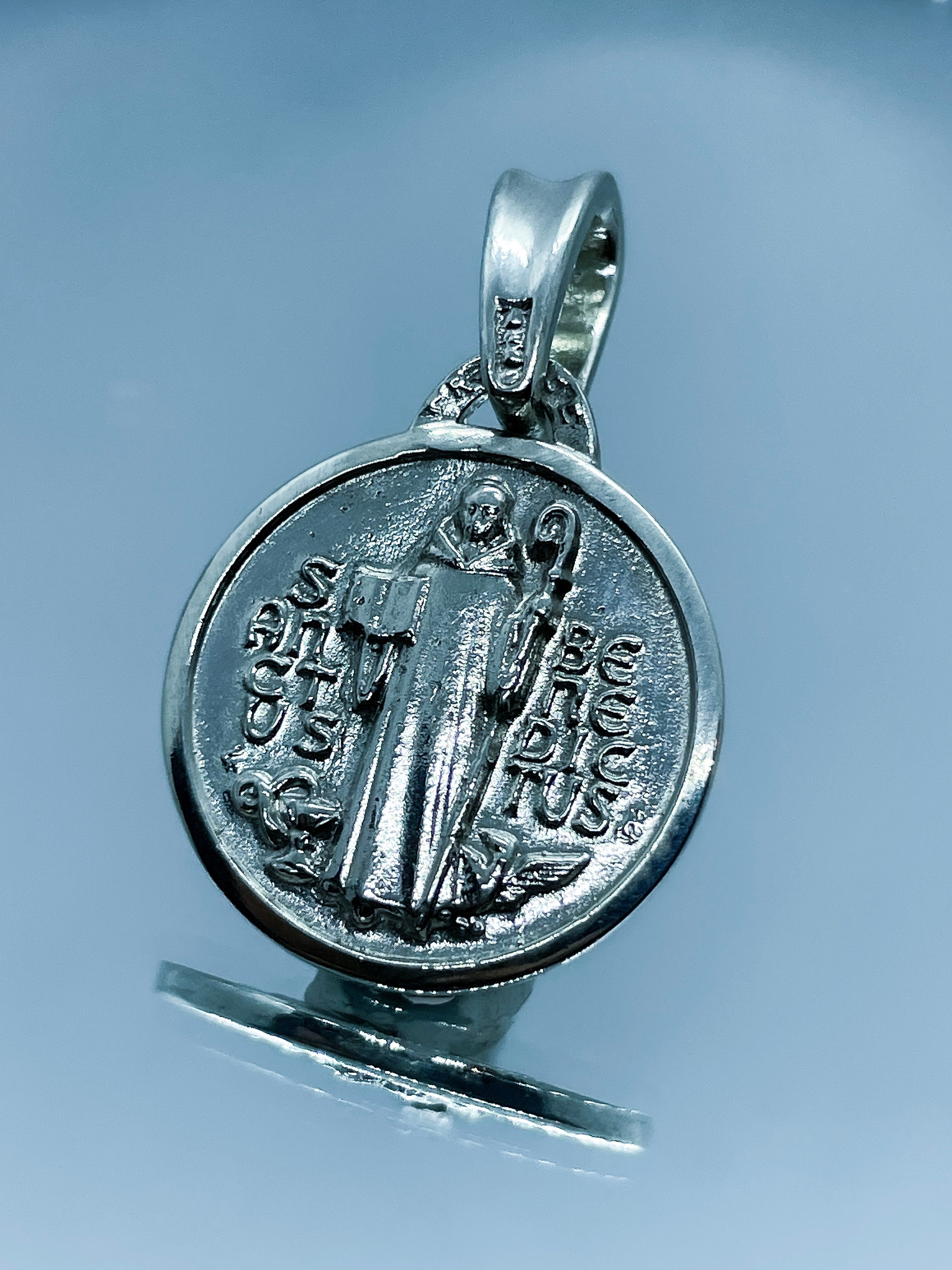 Sanctus Benedictus Medal Sterling Silver Saint Benedictus - Etsy