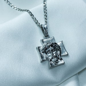 Jesus Crown of Thorns Pendant, Sterling Silver Jesus Necklace, Baptism ...