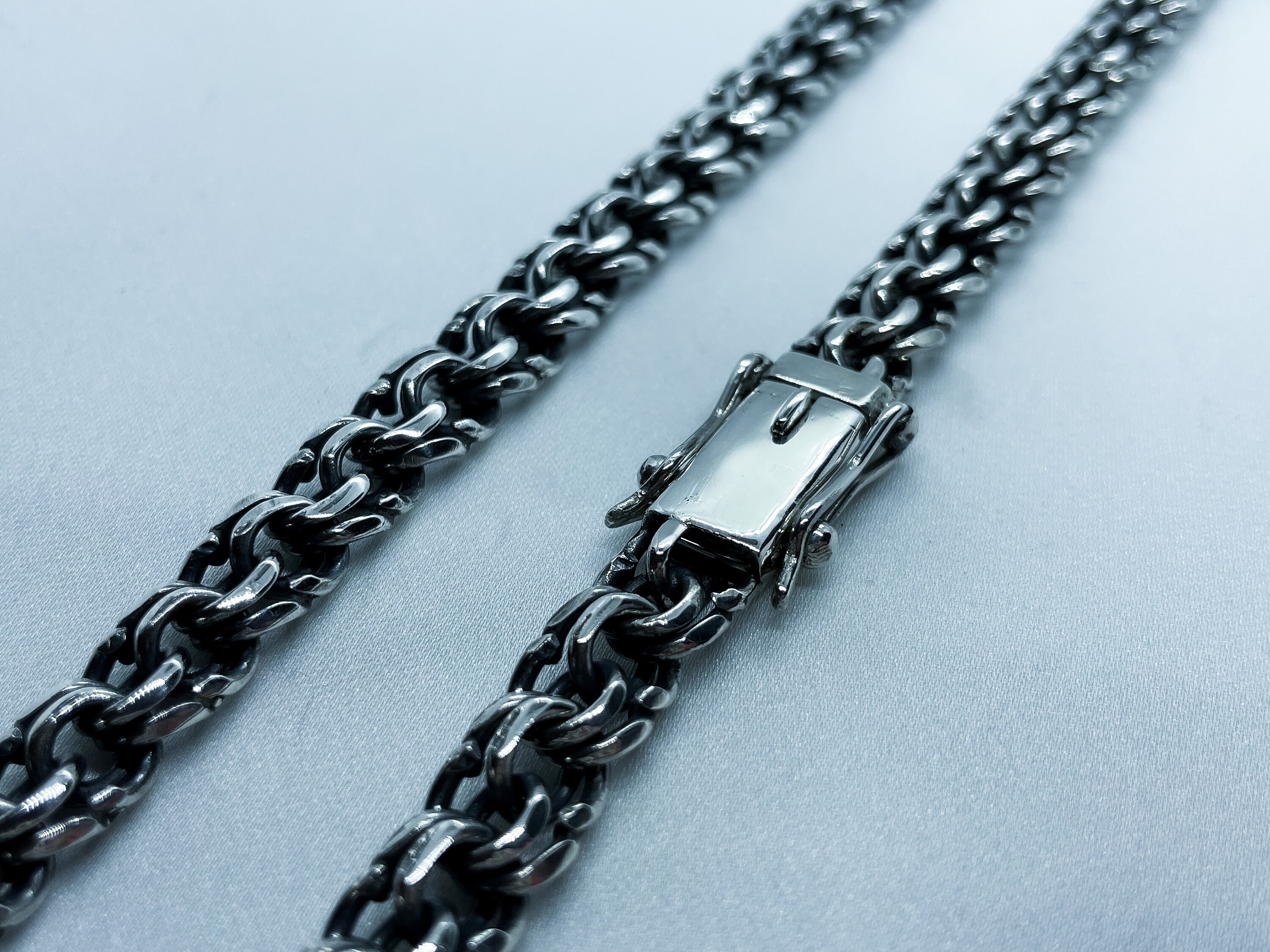 Bismark Sterling Silver Handmade Chain/necklace, Box Clasp Type Lock ...