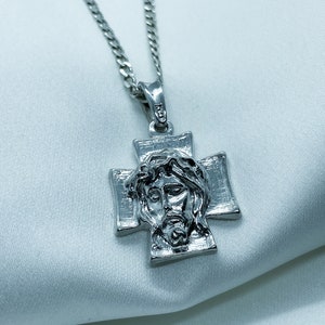 Jesus Crown of Thorns Pendant, Sterling Silver Jesus Necklace, Baptism ...