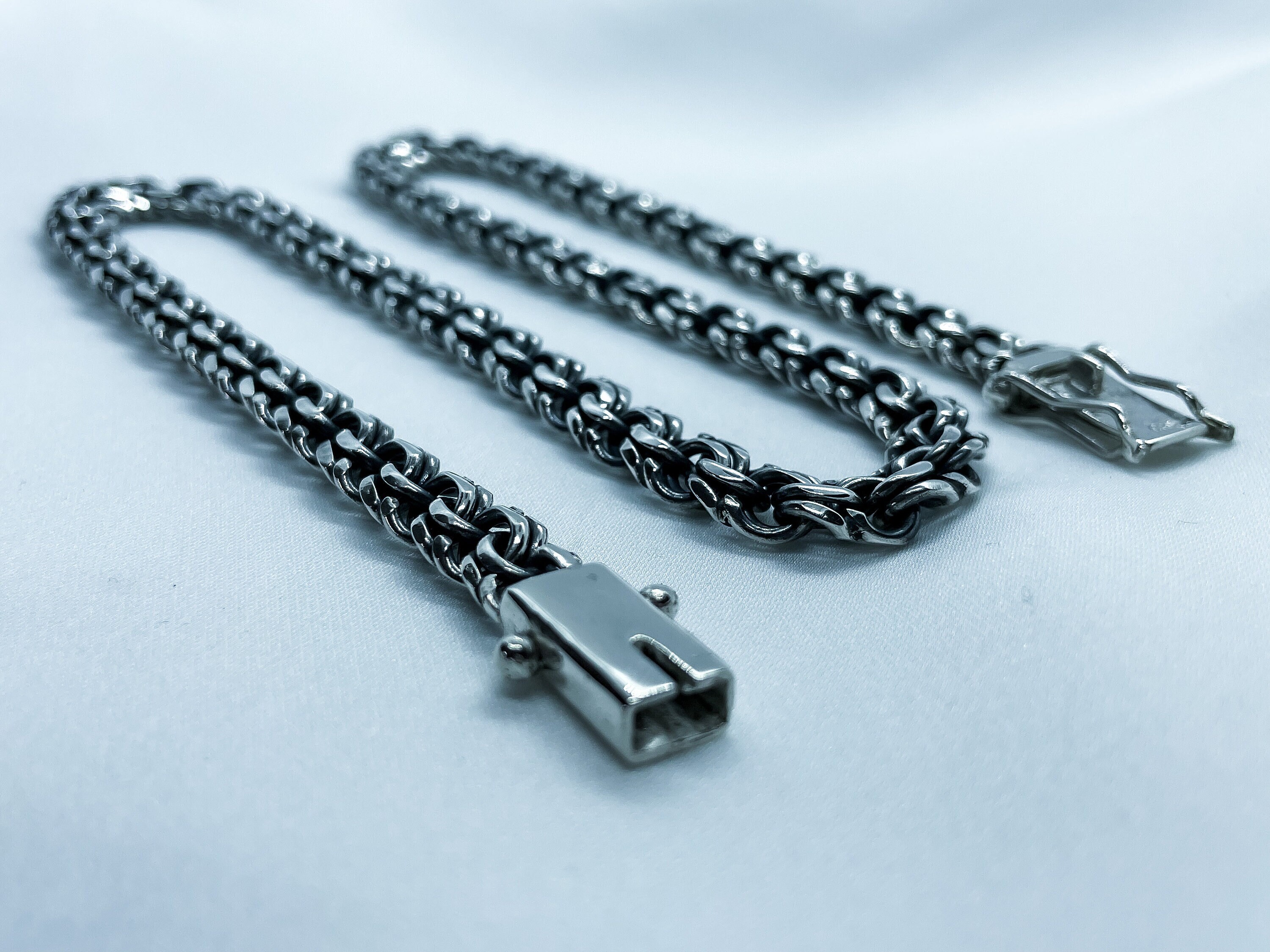 Bismark Sterling Silver Handmade Chain/necklace, Box Clasp Type Lock ...
