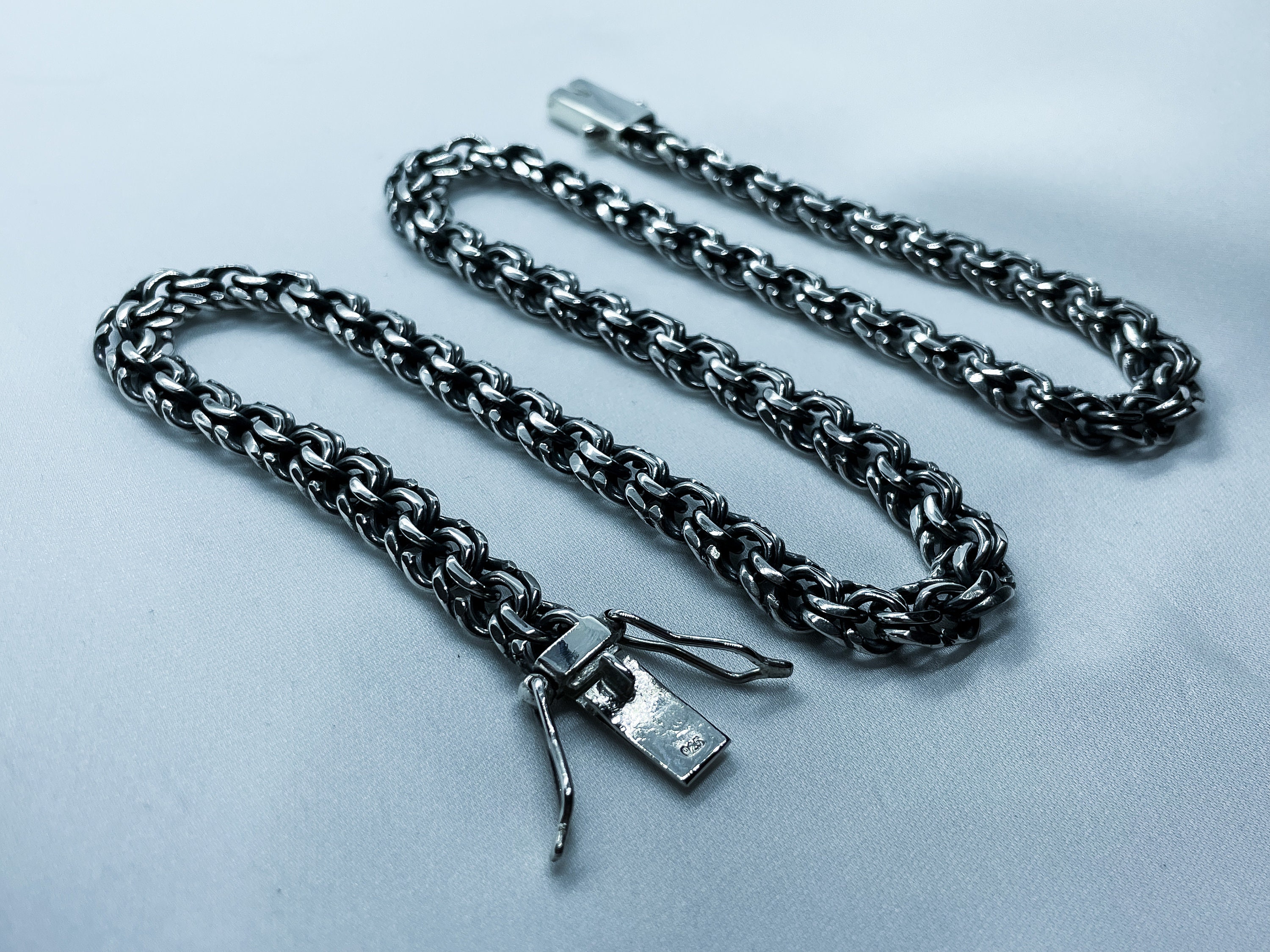 Bismark Sterling Silver Handmade Chain/necklace, Box Clasp Type Lock ...