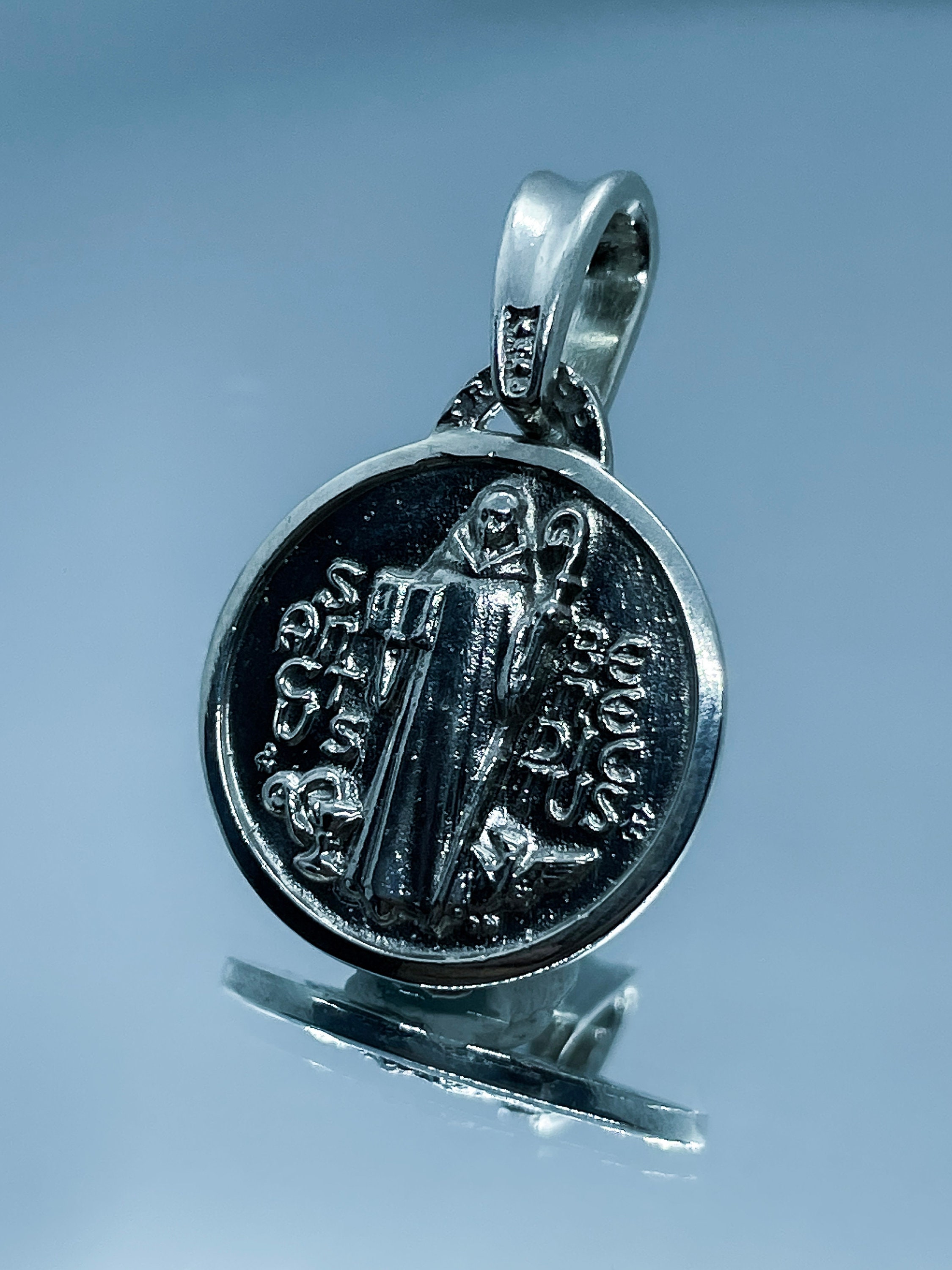 Sanctus Benedictus Medal Sterling Silver Saint Benedictus - Etsy