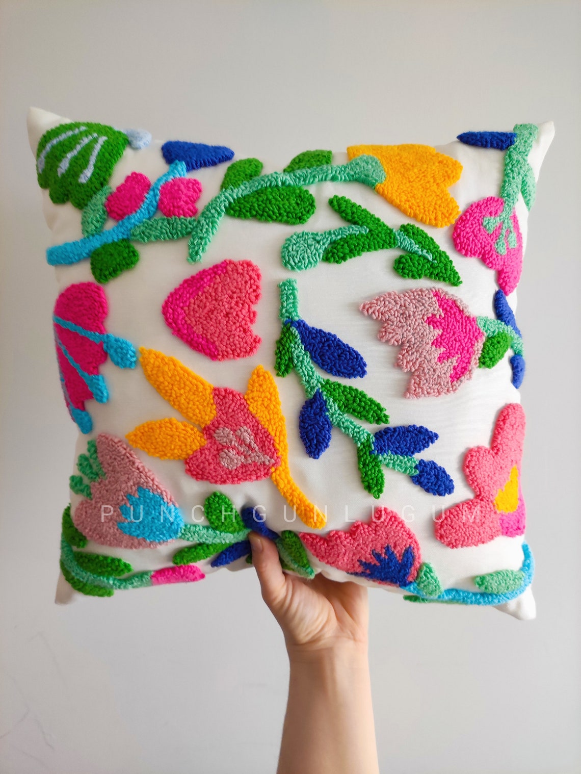 Handmade Punch Needle Decorative Pillows Hand Tufted Punch - Etsy