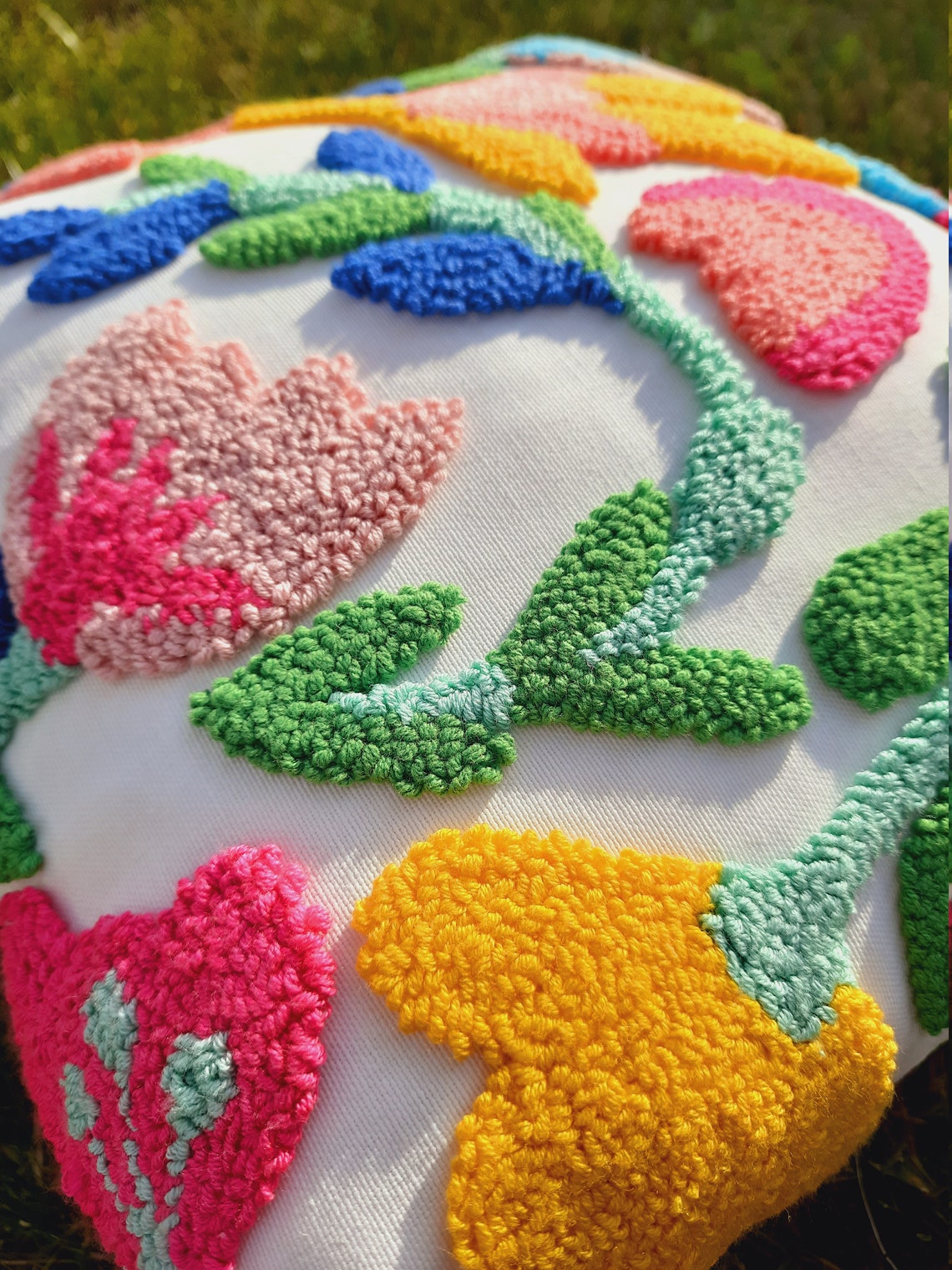 Handmade Punch Needle Decorative Pillows Hand Tufted Punch - Etsy