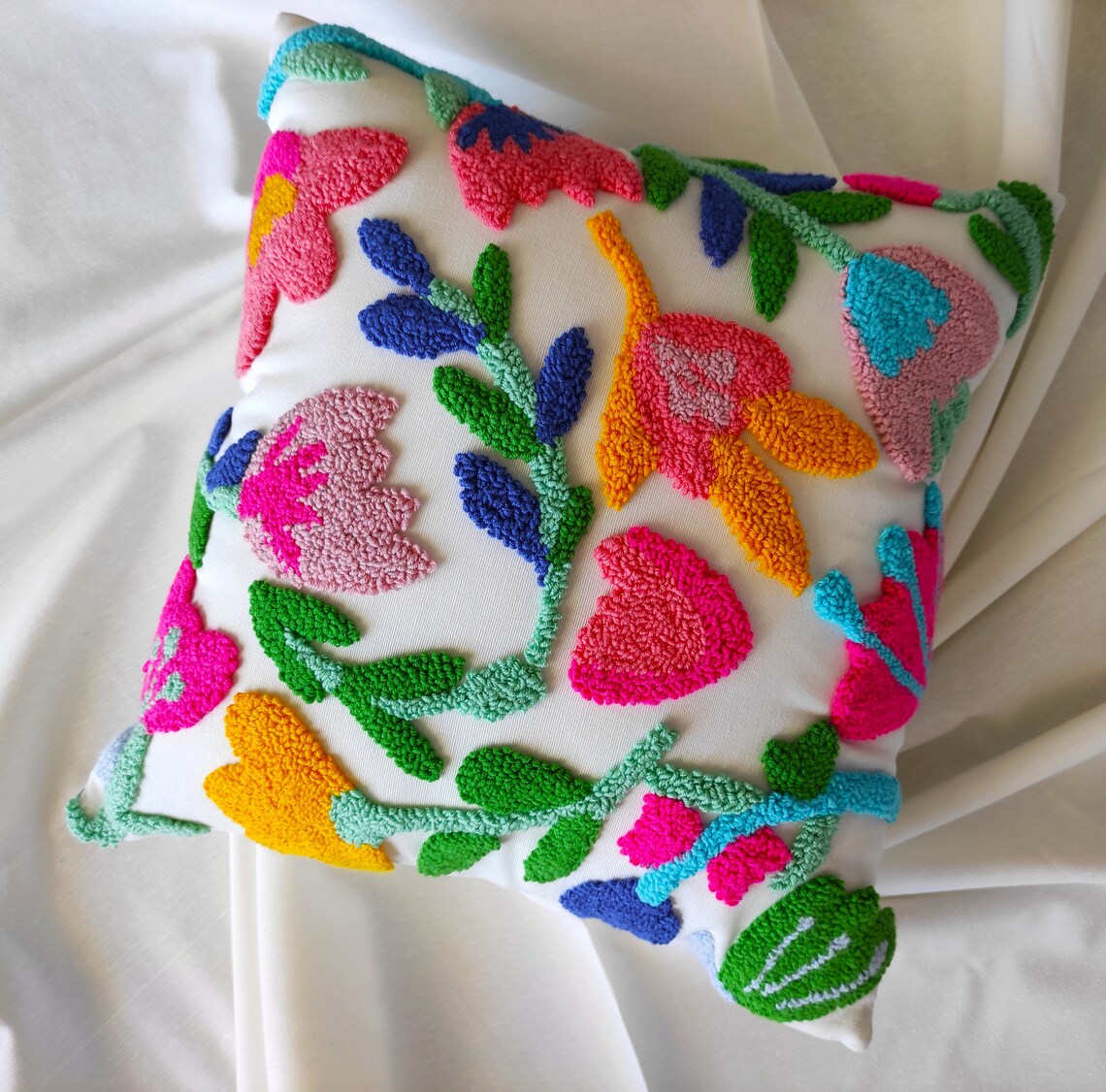 Handmade Punch Needle Decorative Pillows Hand Tufted Punch - Etsy