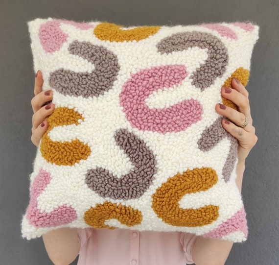 Handmade Punch Needle Decorative Pillows Hand Tufted Punch - Etsy