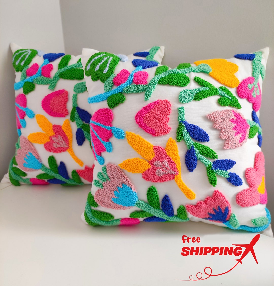 Handmade Punch Needle Decorative Pillows Hand Tufted Punch - Etsy
