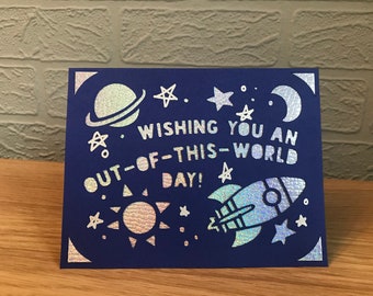 Space Themed Birthday Cards - Etsy UK