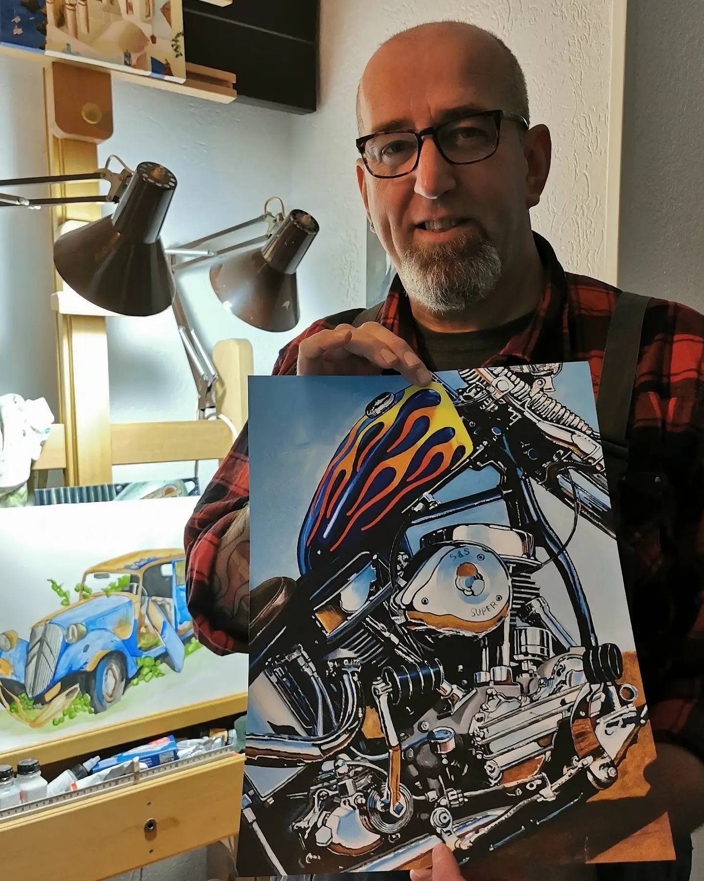 Art Print of My Shovelhead Chopper Painting - Etsy