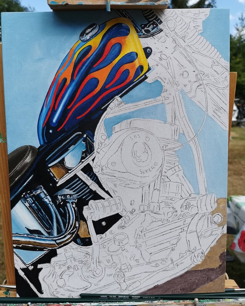 Art Print Panhead Chopper 30x40cm - Etsy