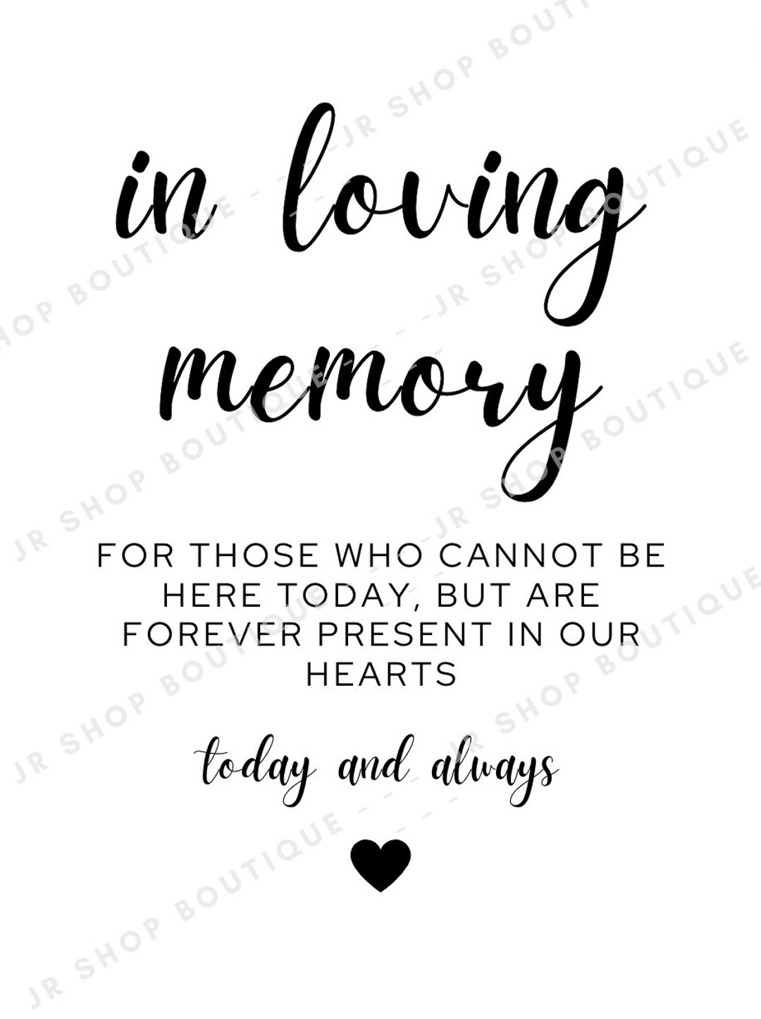In Loving Memory Sign Printable, Modern Minimalist Wedding Sign ...