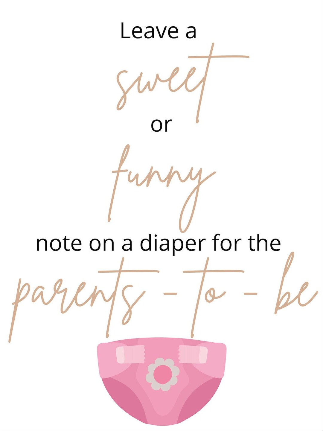 Baby Shower Game, Leave a Note on the Diaper for the Parents to Be, Fun ...