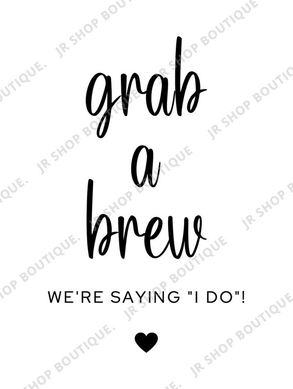 Grab a Brew Sign Printable Modern Minimalist Wedding Sign - Etsy