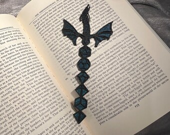 Holographic Teal Dungeons & Dragons DND Dragon Dice Sword Bookmark - Etsy