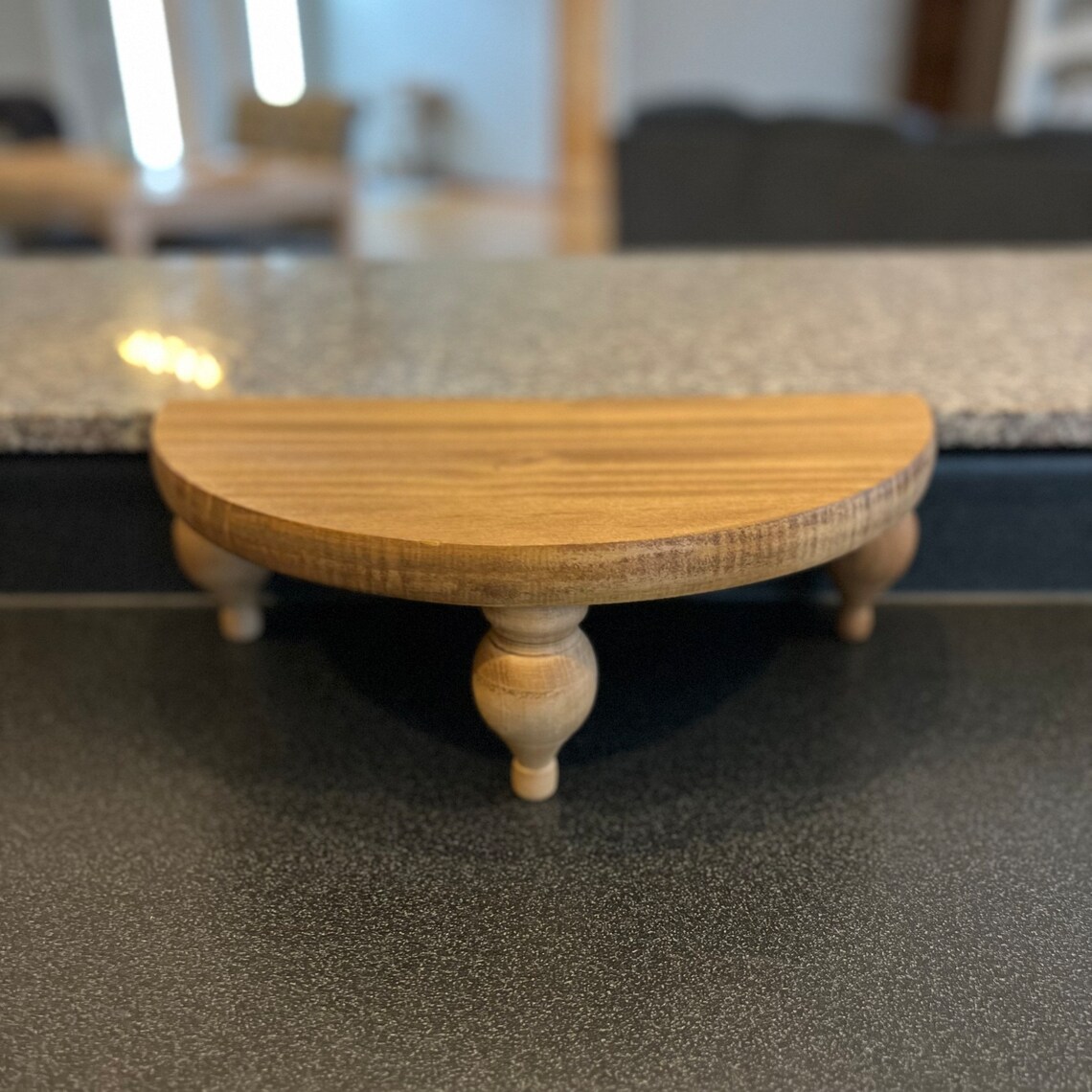 Wooden Table Riser With Legs Dark Waxed Rounded Table Shelf - Etsy