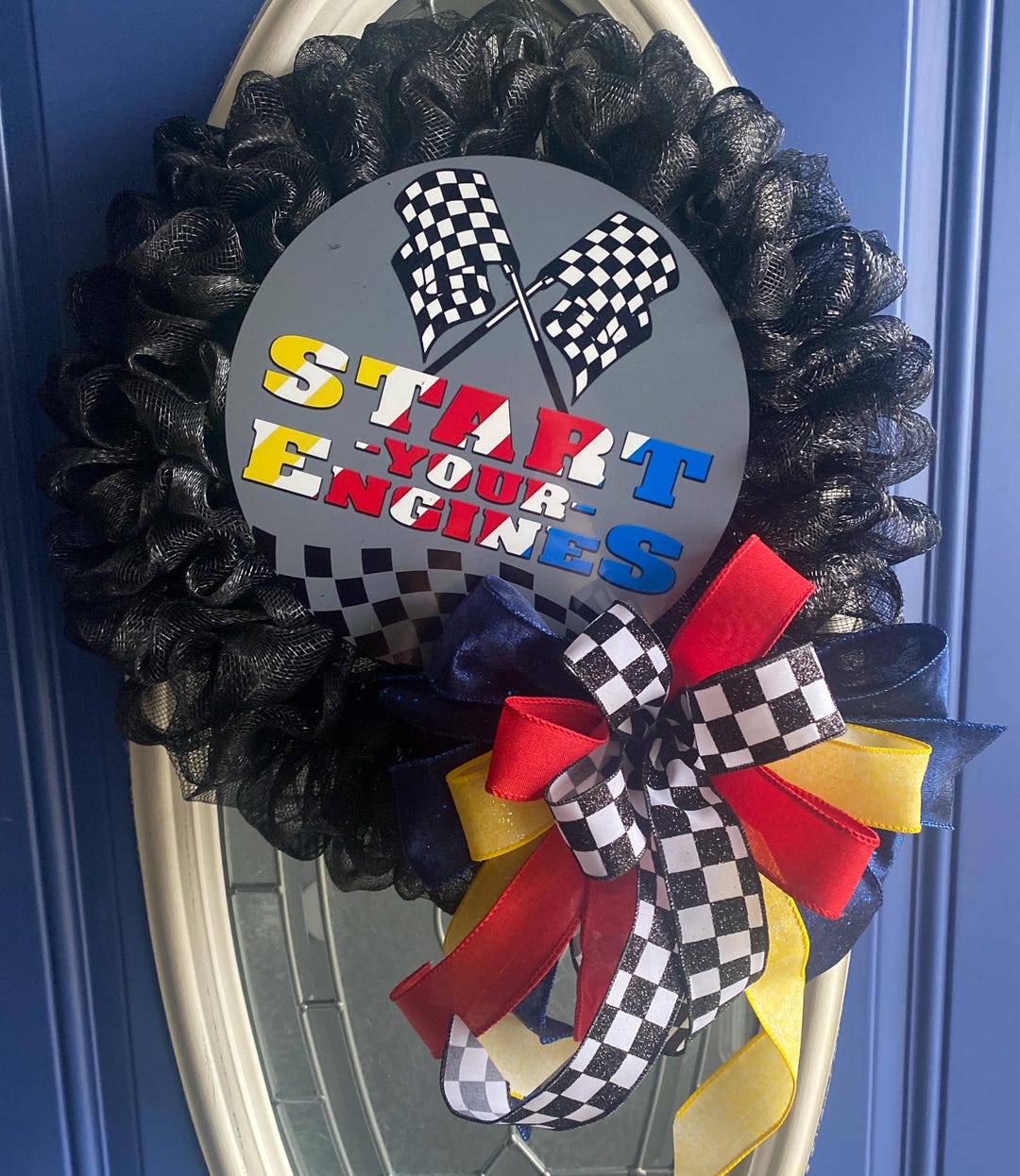 Racing Fan Wreath, Indy 500 Wreath, Nascar Fan Wreath, Racing Wreath ...