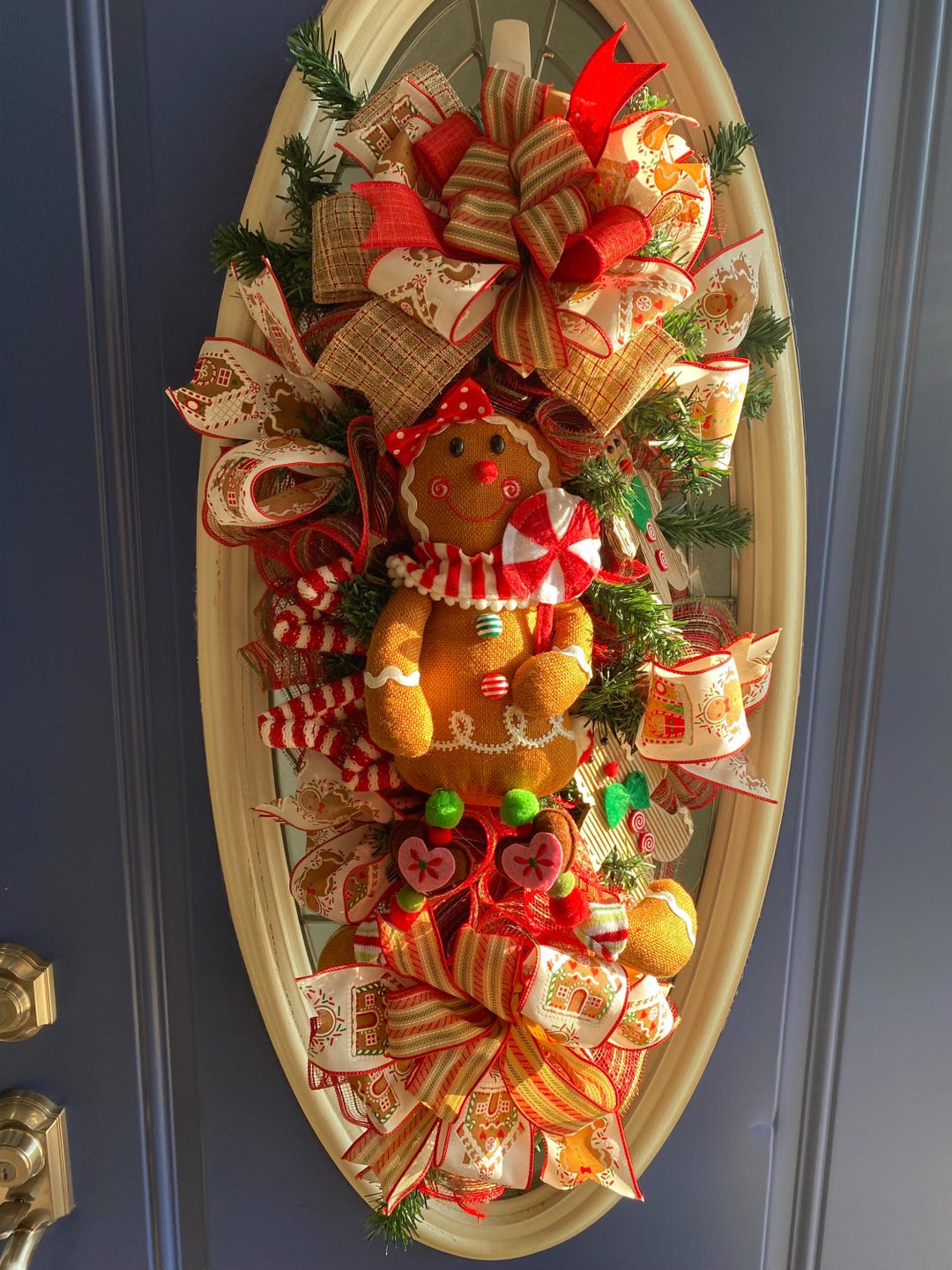 Gingerbread Man Christmas Swag, Welcome Christmas Wreath, Gingerbread ...