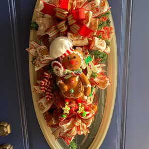 Gingerbread Man Christmas Swag, Welcome Christmas Wreath, Gingerbread ...