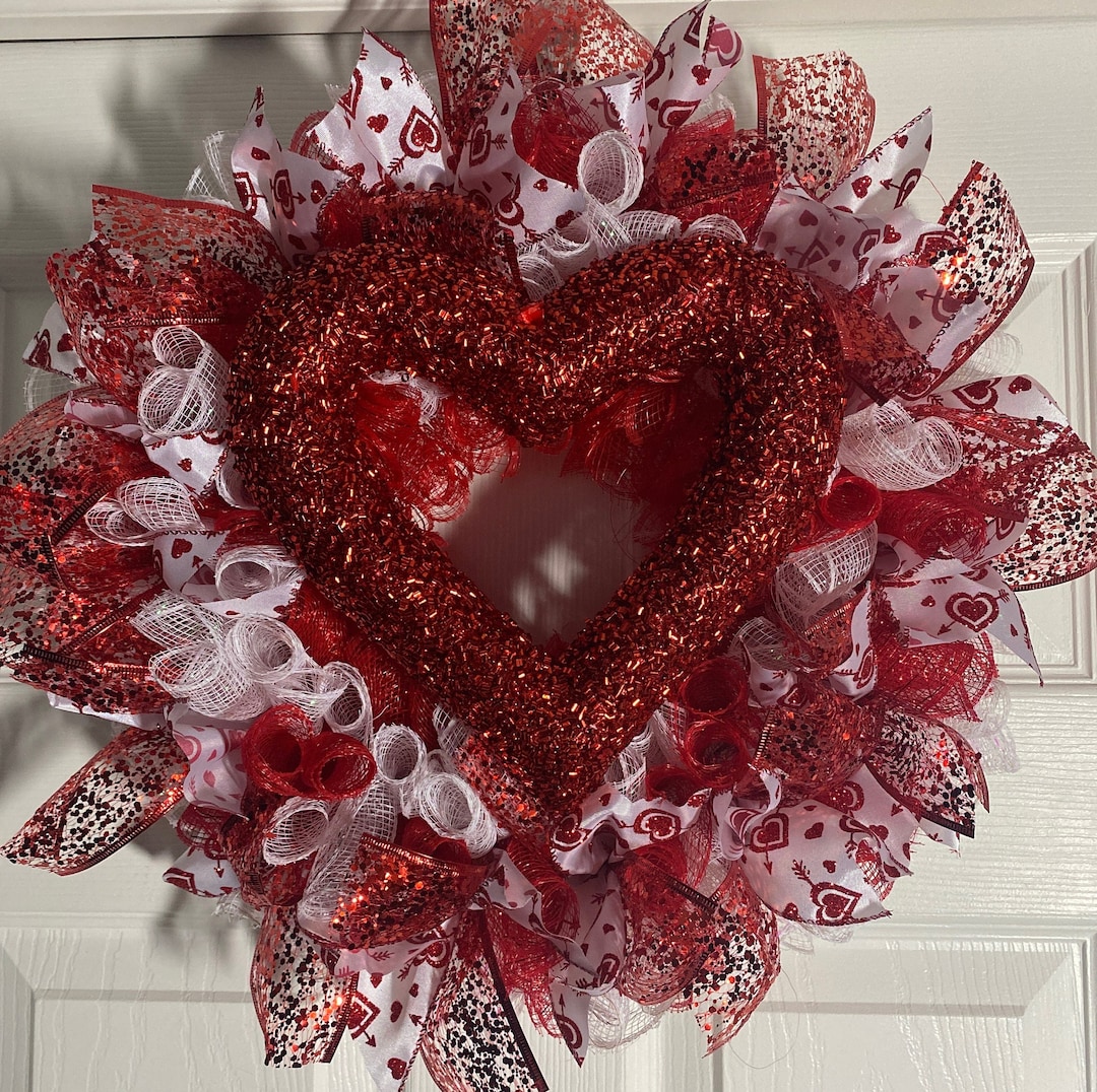 Valentines Day Wreath, Heart Wreath, Valentines Heart Wreath, Valentine ...