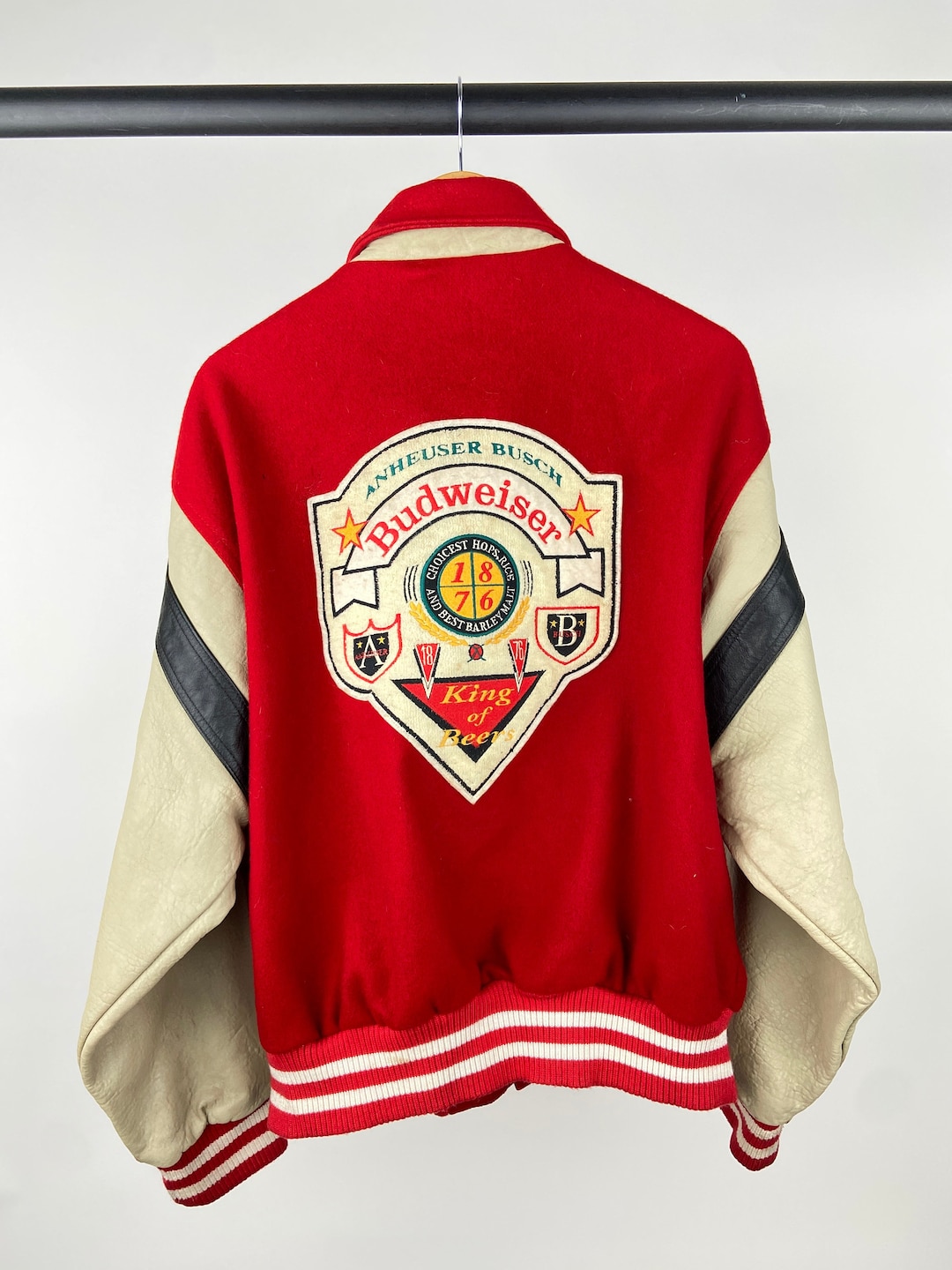 Budweiser 90s Leather Bomber Jacket - Etsy