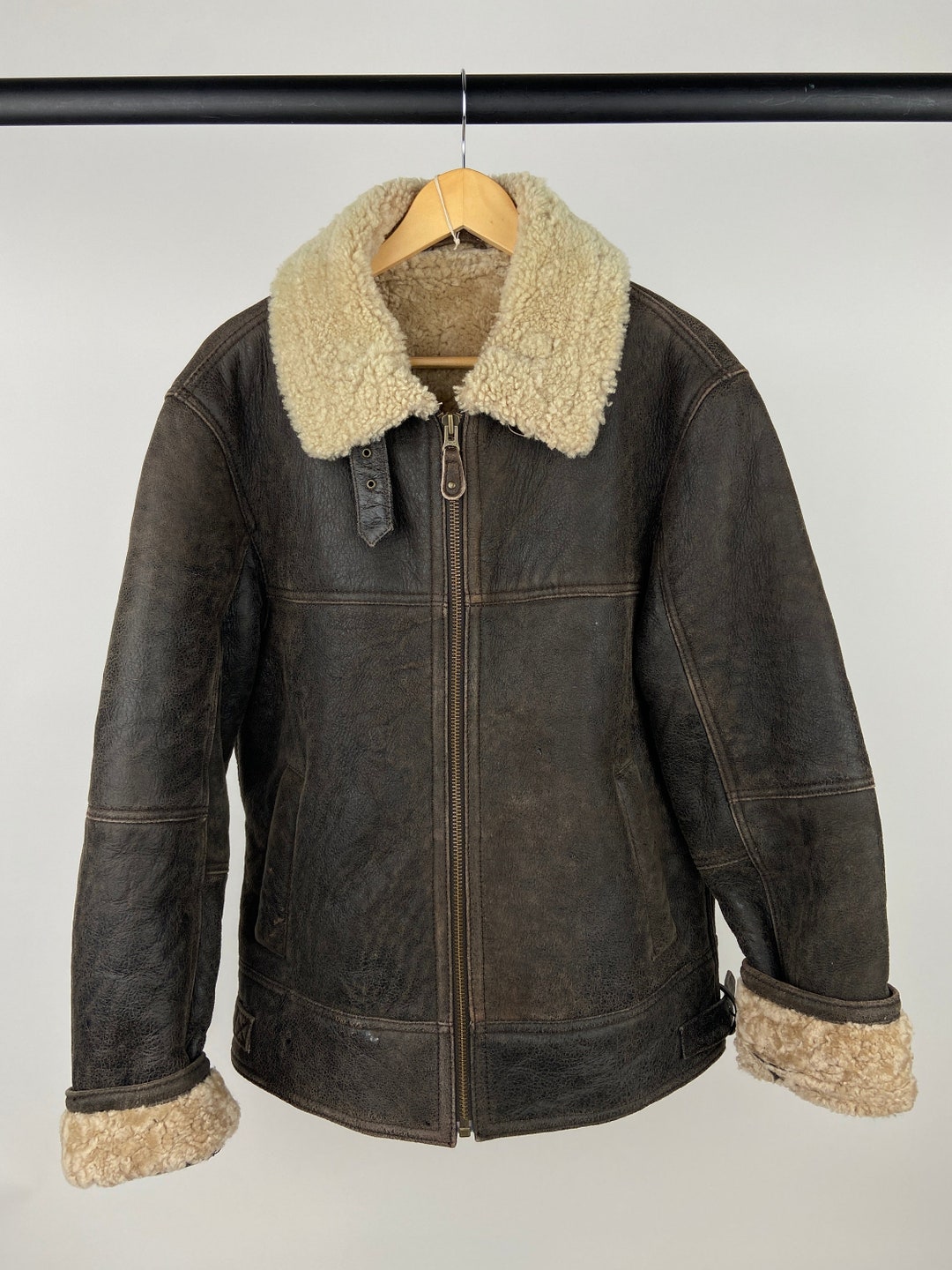 Vintage 80s Brown Aviator Pilot Jacket - Etsy
