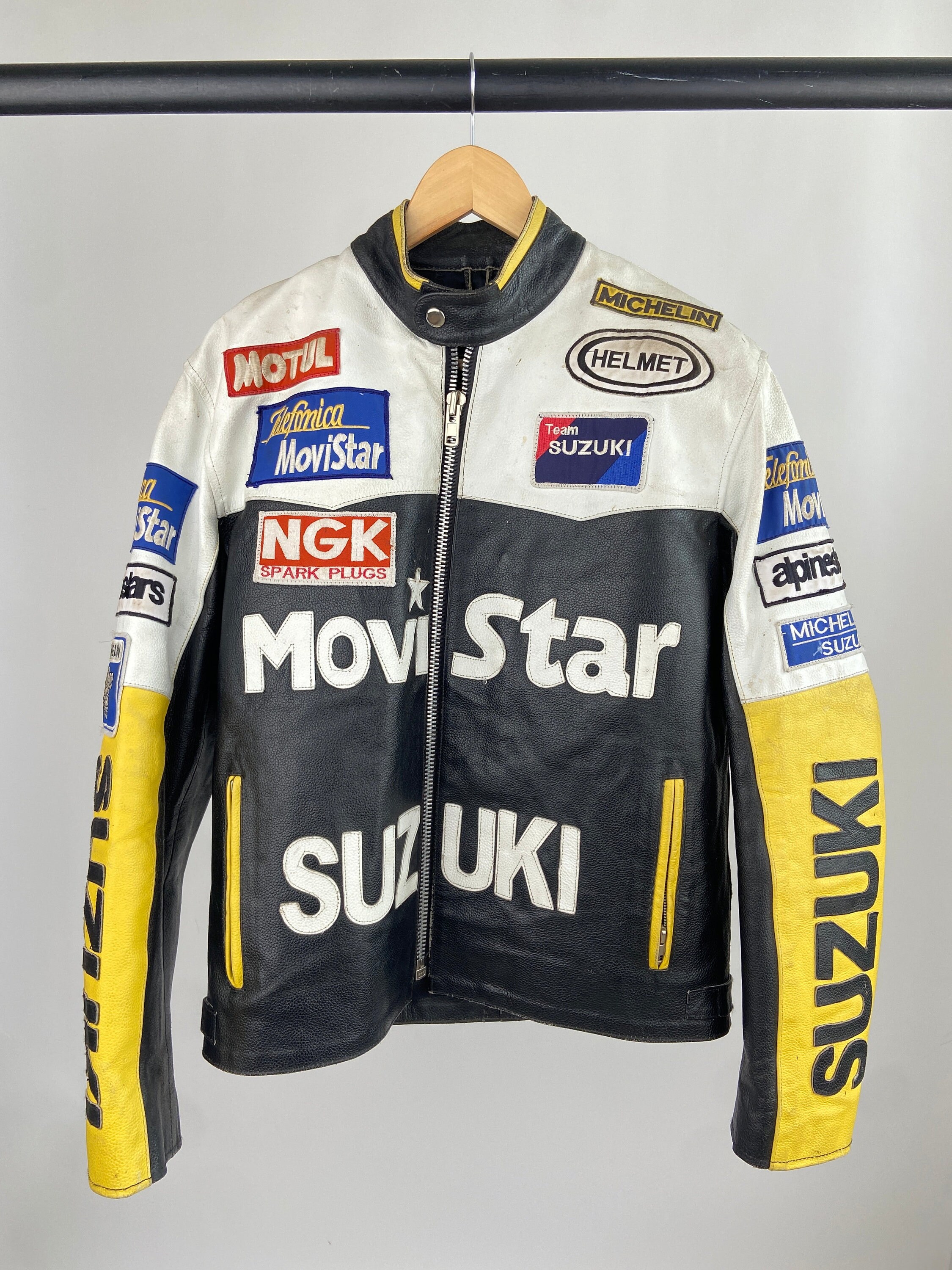 Suzuki Movistar 90s Leather Motorbike Jacket - Etsy