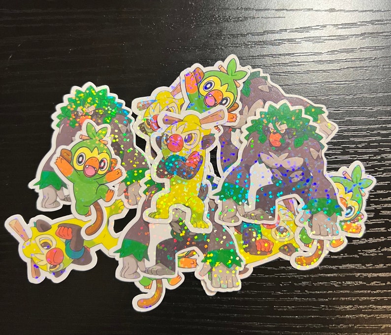 Grookey Evolution Holographic Sticker Pack / Pokémon / Grookey - Etsy