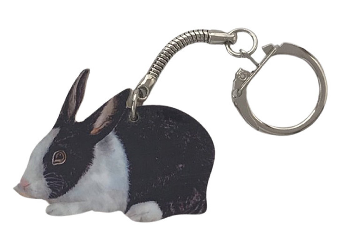 Black and White Rabbit Keyring Rabbit Keyrings Back and White Rabbits ...