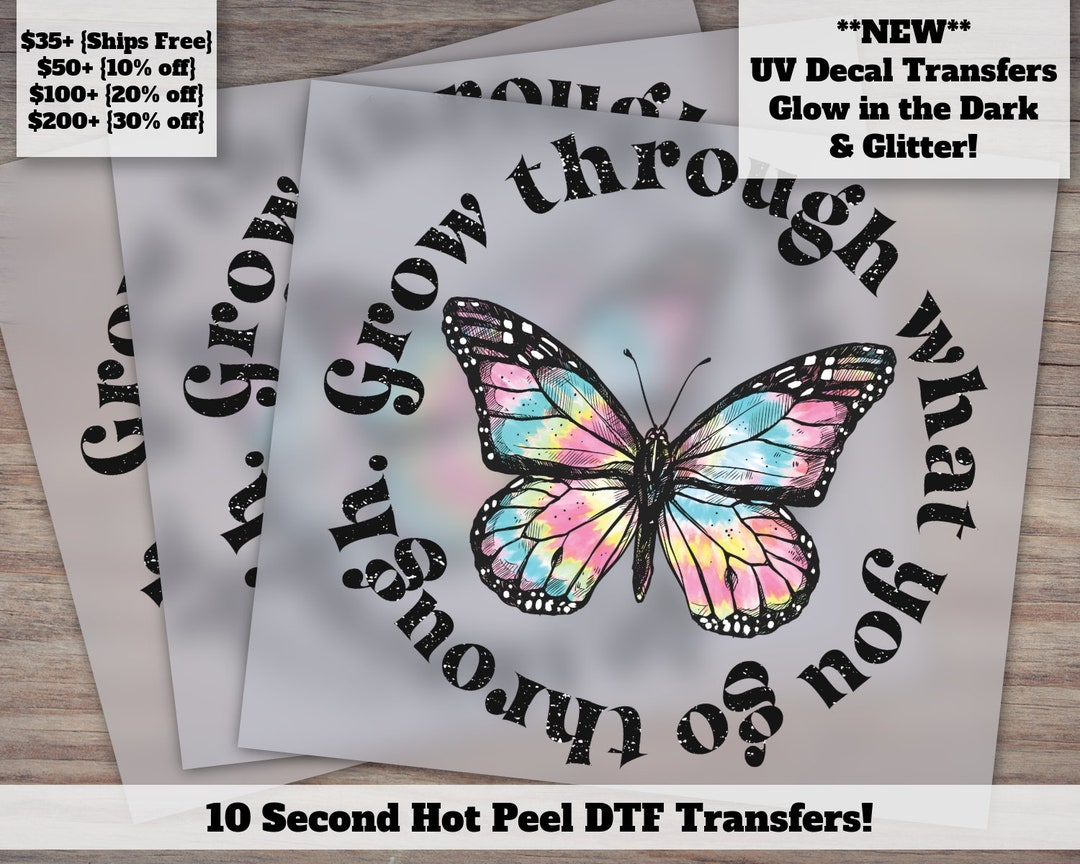Butterfly Dtf Transfer for Digital Transfer Grow Through - Etsy