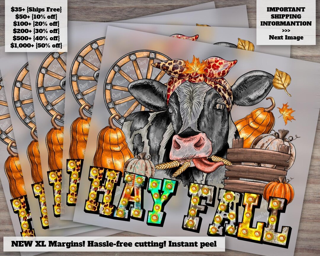 Hello Fall Cow Design | Autumn Heifer With Pumpkin | Thankful Fall ...