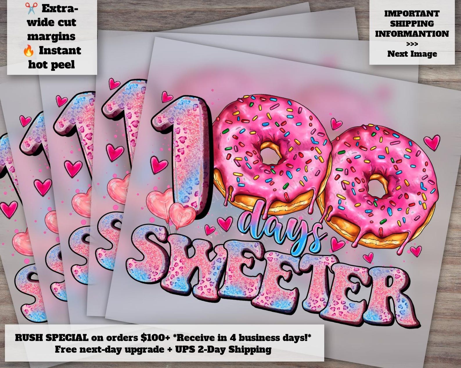 100 Days Sweeter Design, Happy 100th Day of School, Ready to Press ...