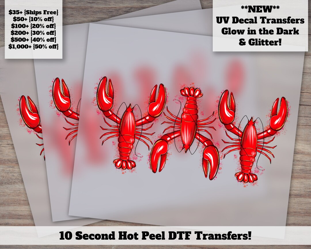 Hand-drawn Crawfish and Lobster Designs for Heat Transfer, DTF, Ready ...