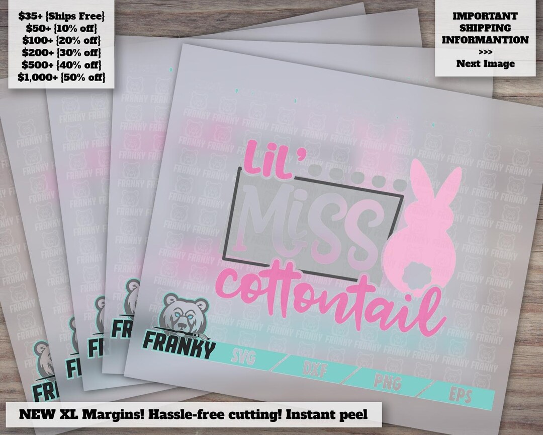 Easter Bunny DTF Cut File, Ready to Press Heat Transfer, Lil' Miss ...