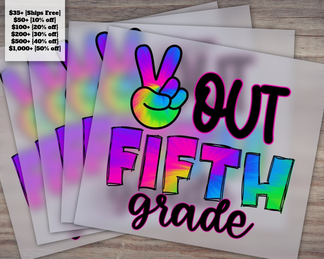 Peace Out 5th Grade Tie Dye Design Last Day School Shirt Design for ...
