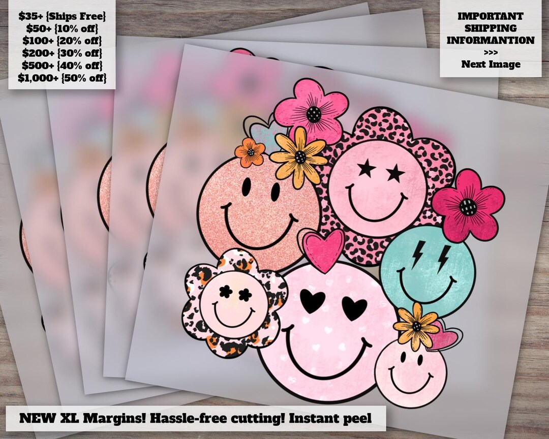 Vintage Leopard Print Smiley Face - Ready-to-press Heat Transfer, Retro ...