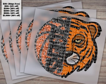 Tigers Basketball Blue and White Faux Embroidery Faux Sequin Mascot ...