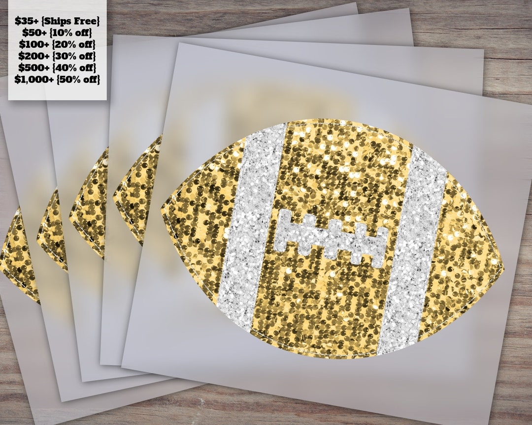 Gold Sequin Football Glitter Design, Hand-drawn Faux Sequins Patch ...