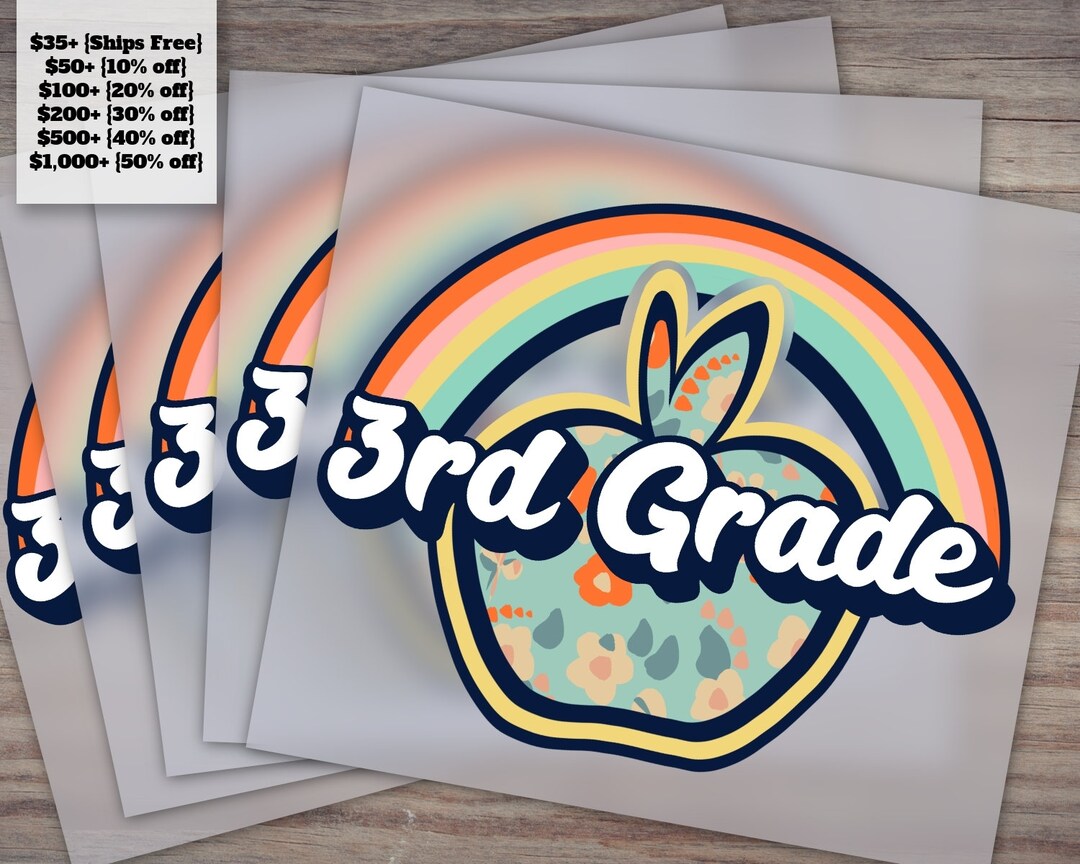 Third Grade Back to School Design Ready to Press Heat Transfer 3rd ...