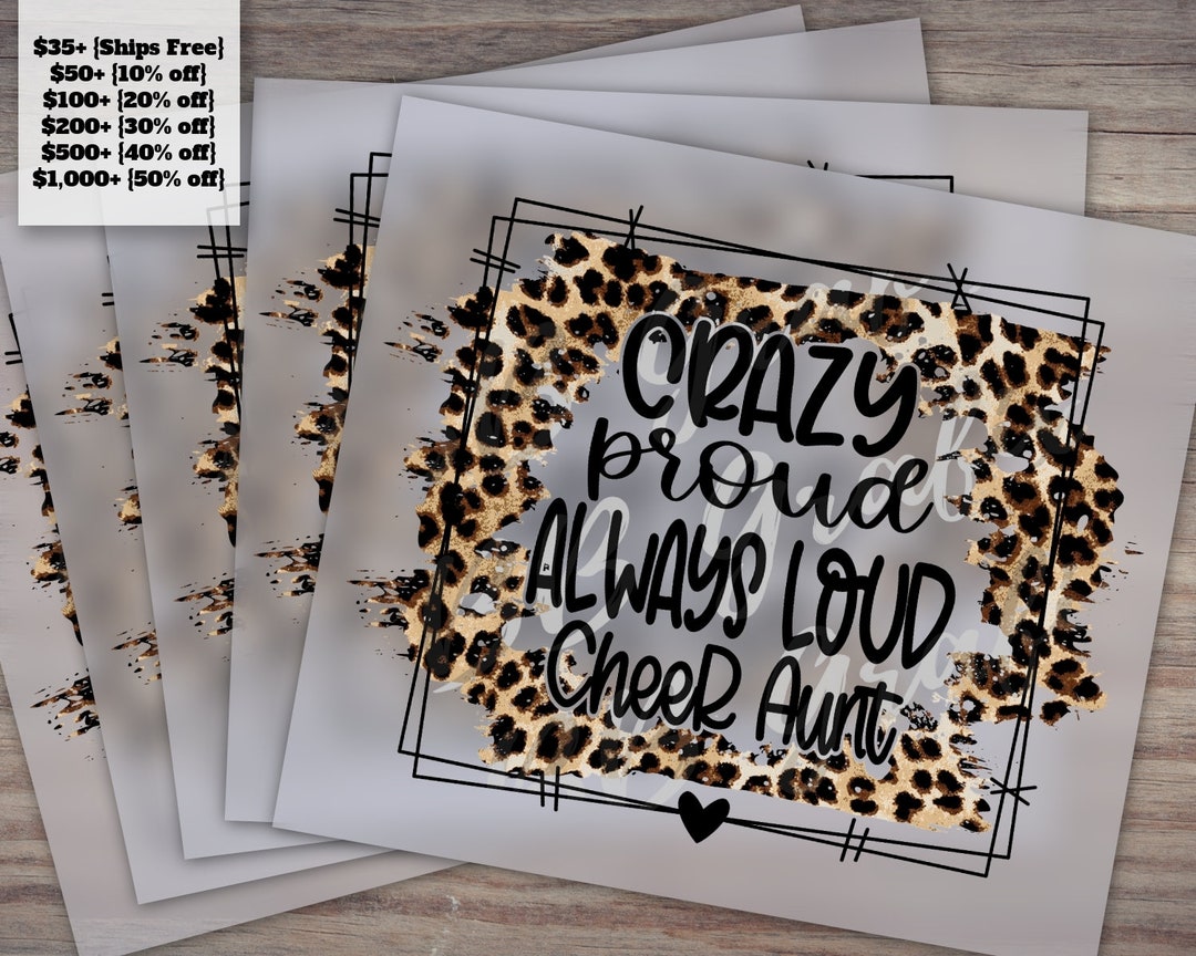 Proud Cheer Aunt Leopard Cheetah Art for Waterslide, Iron On, Heat ...