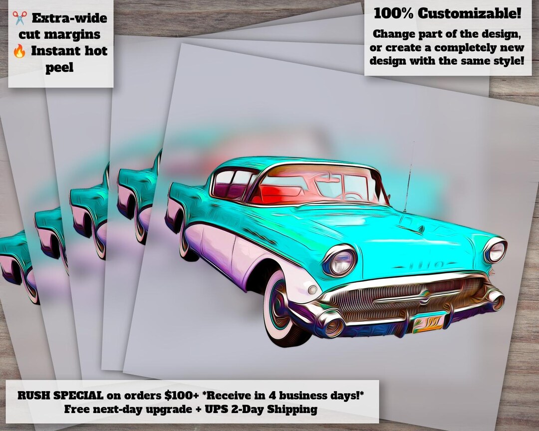Ready to Press: 1950s Classic Car DTF Print, Transfer and Sublimation ...